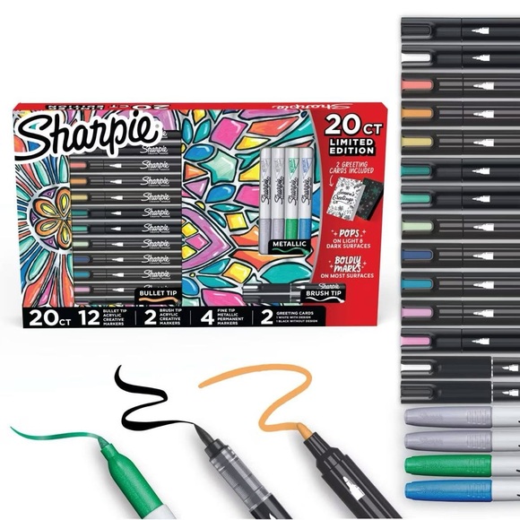 Sharpie | Party Supplies | Sharpie Vibrant Permanent Markers Set 2 ...
